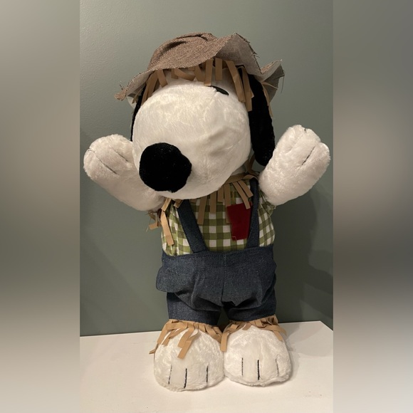 Holiday | Large Snoopy Peanuts Fall Harvest Standing Plush Scarecrow 19 ...